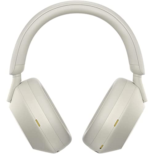Sony WH-1000XM5 Wireless Industry Leading Noise Canceling Headphones, Silver Bundle with Deco Gear Wood Headphone Display Stand and Protective Travel Carry Case