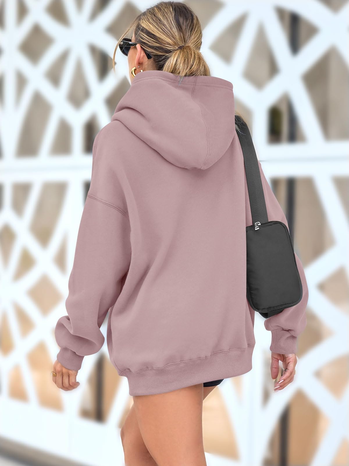 AUTOMET Oversized Sweatshirt for Women Fall Outfits 2025 Fleece Casual Hoodies Sweaters Long Sleeve Fashion Shirts with Pockets DarkPink M