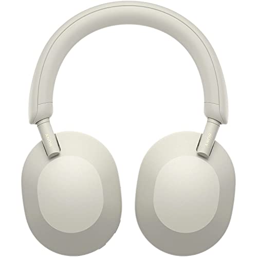 Sony WH-1000XM5 Wireless Industry Leading Noise Canceling Headphones, Silver Bundle with Deco Gear Wood Headphone Display Stand and Protective Travel Carry Case