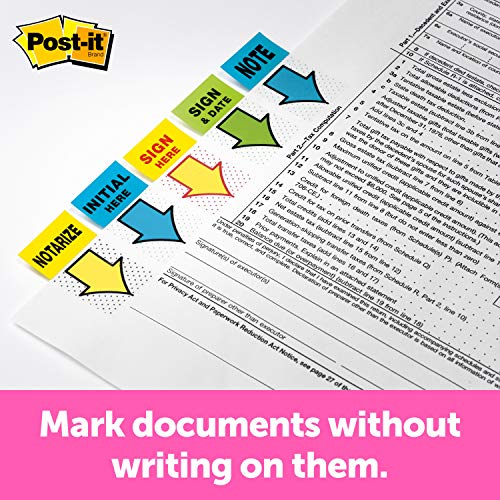 Post-it Message Flags, "Sign Here", 50/Dispenser, 2 Dispensers/Pack, 1 in Wide, Yellow (680-SH2)