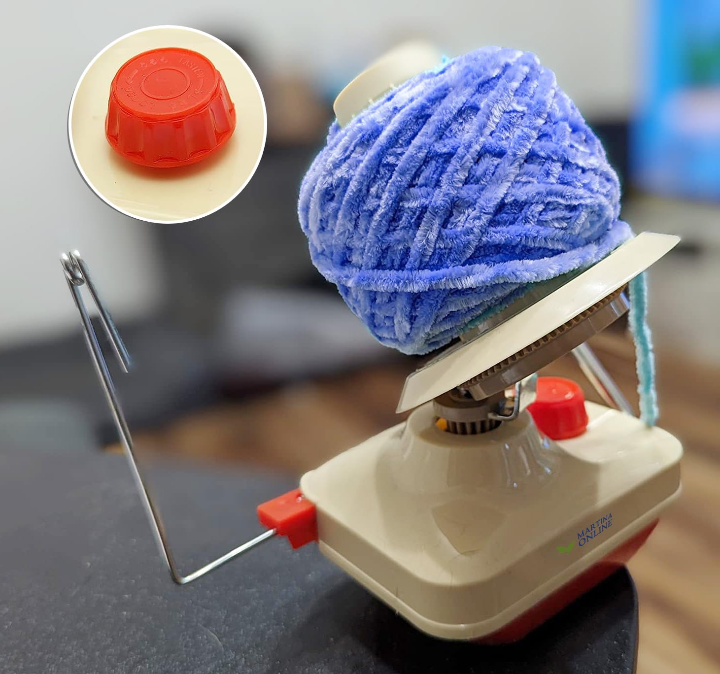 Martina Online Yarn Winder into Organized Balls Tangle-Free with Portable Hand Operated Yarn Ball Winder Making Knitting and Crocheting Like a Breeze with Fixing Clamping Hook.