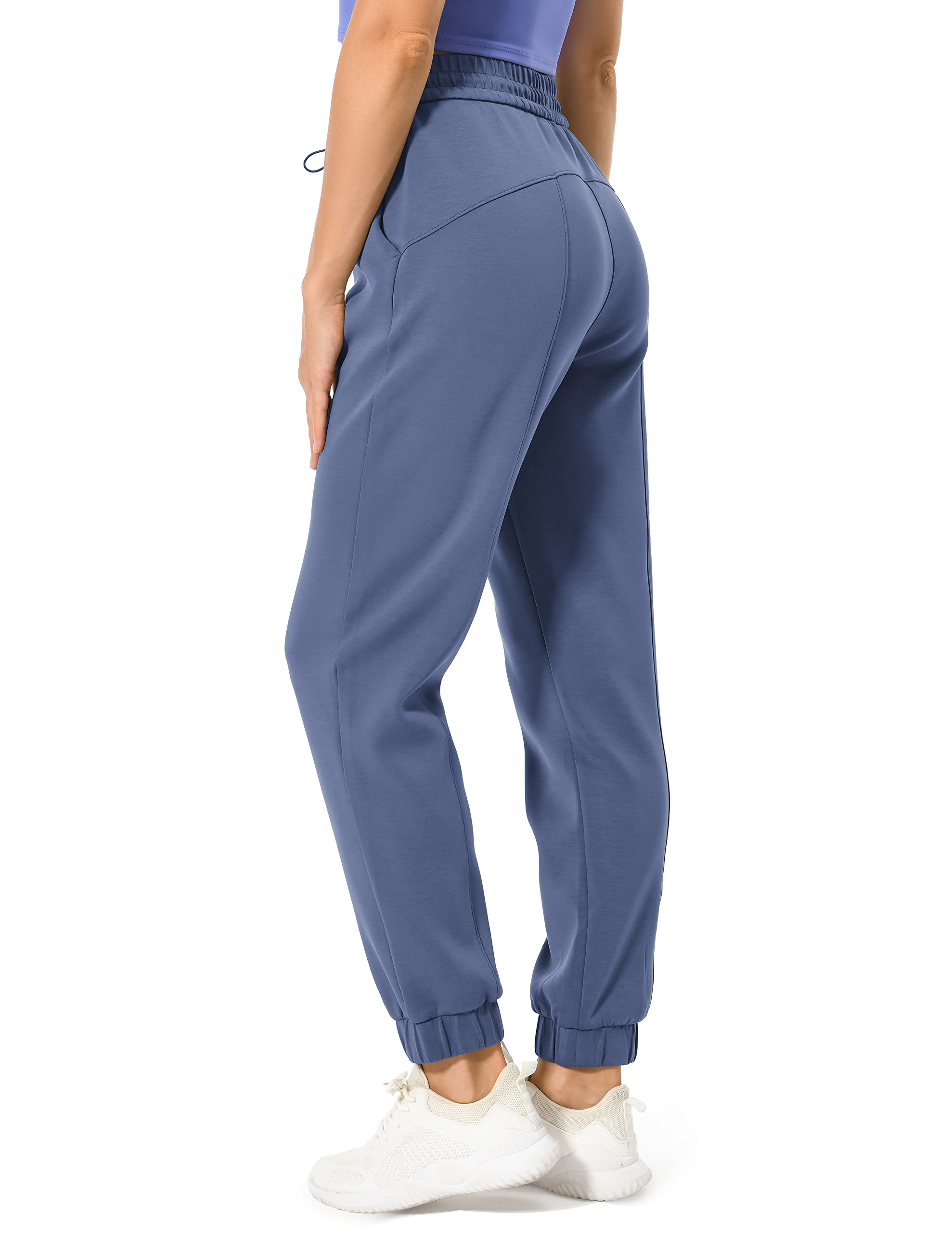 Colorfulkoala Women's High Waisted Ultra Soft Modal Joggers Running Sweatpants Casual Lounge Pants with Pockets (L, Niagara Blue)