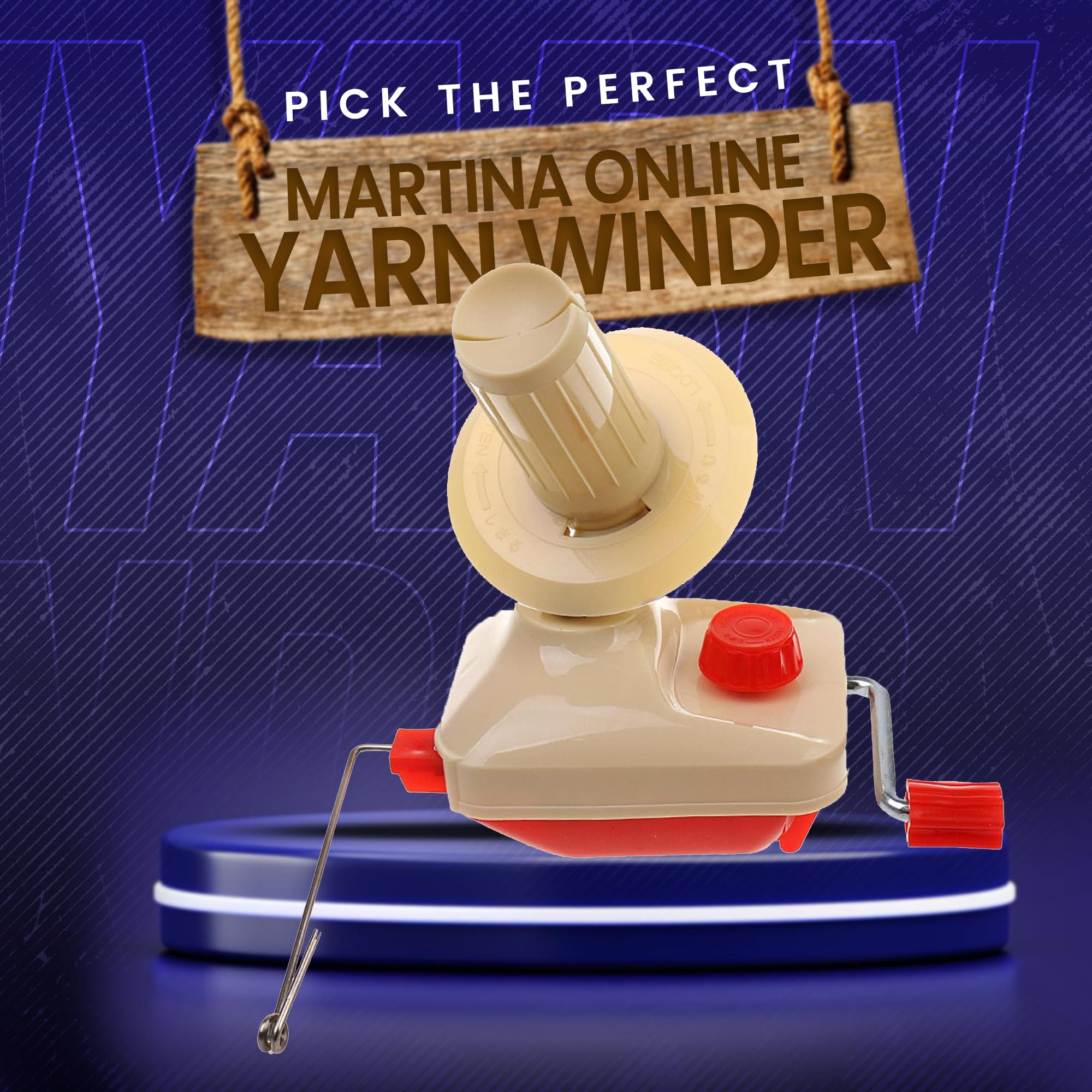Martina Online Yarn Winder into Organized Balls Tangle-Free with Portable Hand Operated Yarn Ball Winder Making Knitting and Crocheting Like a Breeze with Fixing Clamping Hook.