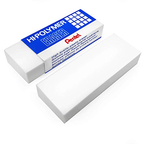 Hi-Polymer Large Plastic Rubbers Erasers - White - Pack of 2