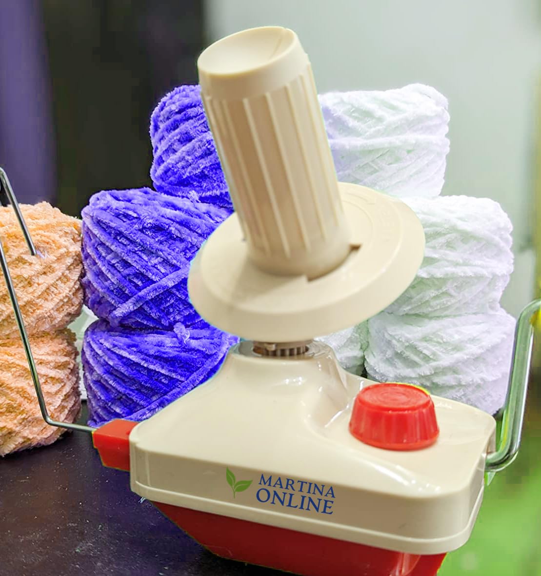 Martina Online Yarn Winder into Organized Balls Tangle-Free with Portable Hand Operated Yarn Ball Winder Making Knitting and Crocheting Like a Breeze with Fixing Clamping Hook.
