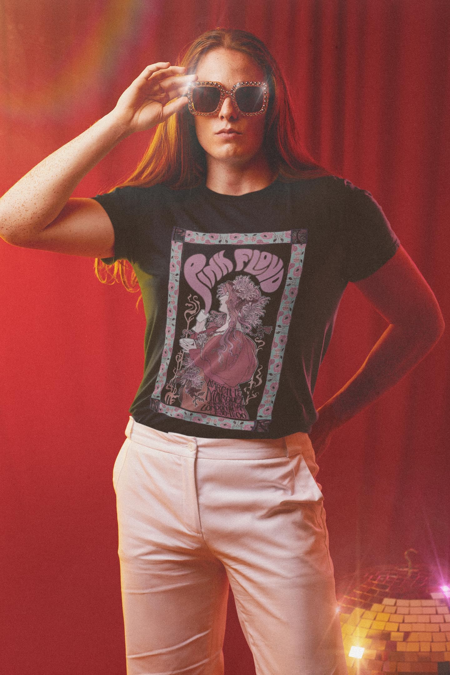 Pink Floyd Marquee Concert London 1966 Poster Men's and Women's T-Shirt (Black, Small)