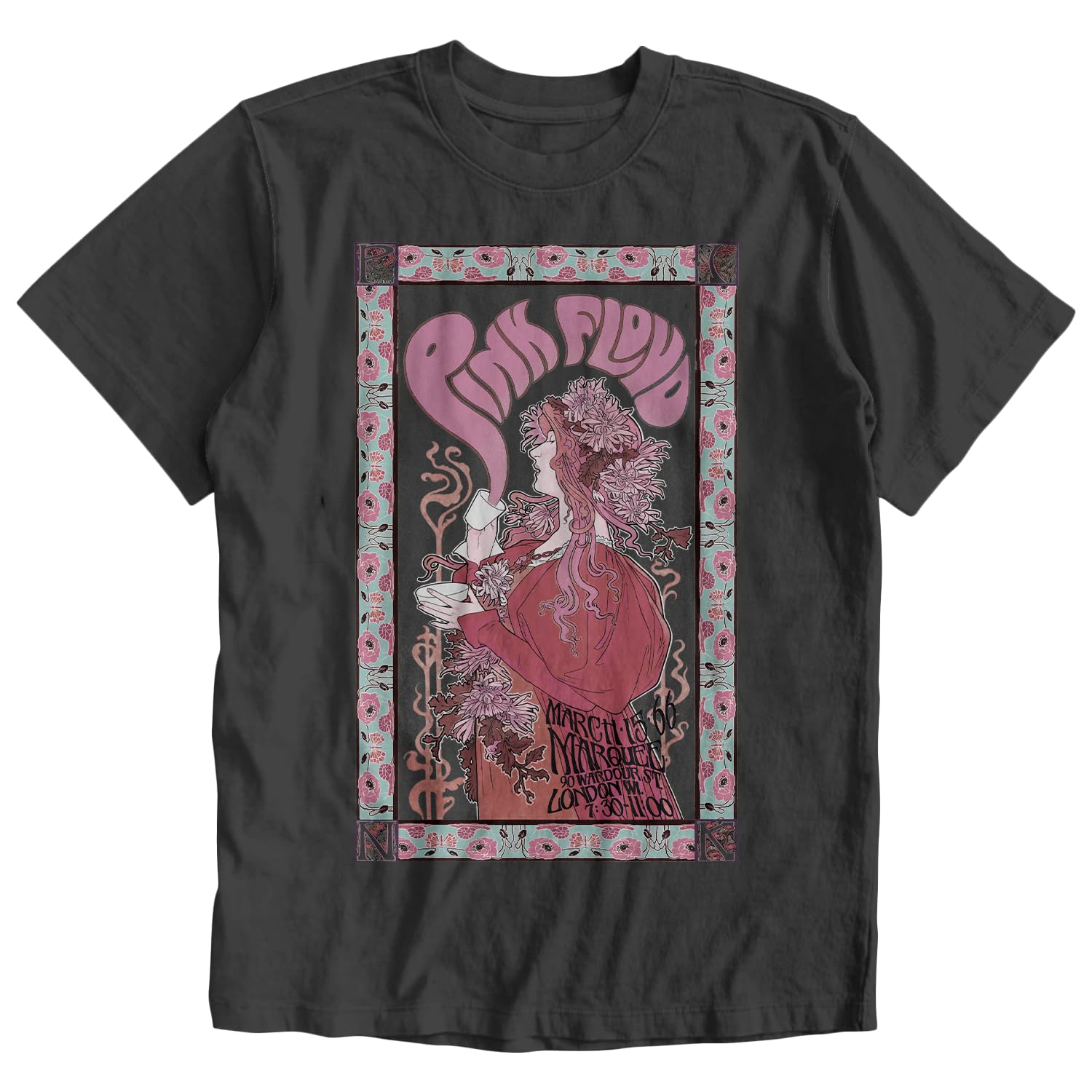 Pink Floyd Marquee Concert London 1966 Poster Men's and Women's T-Shirt (Black, Small)