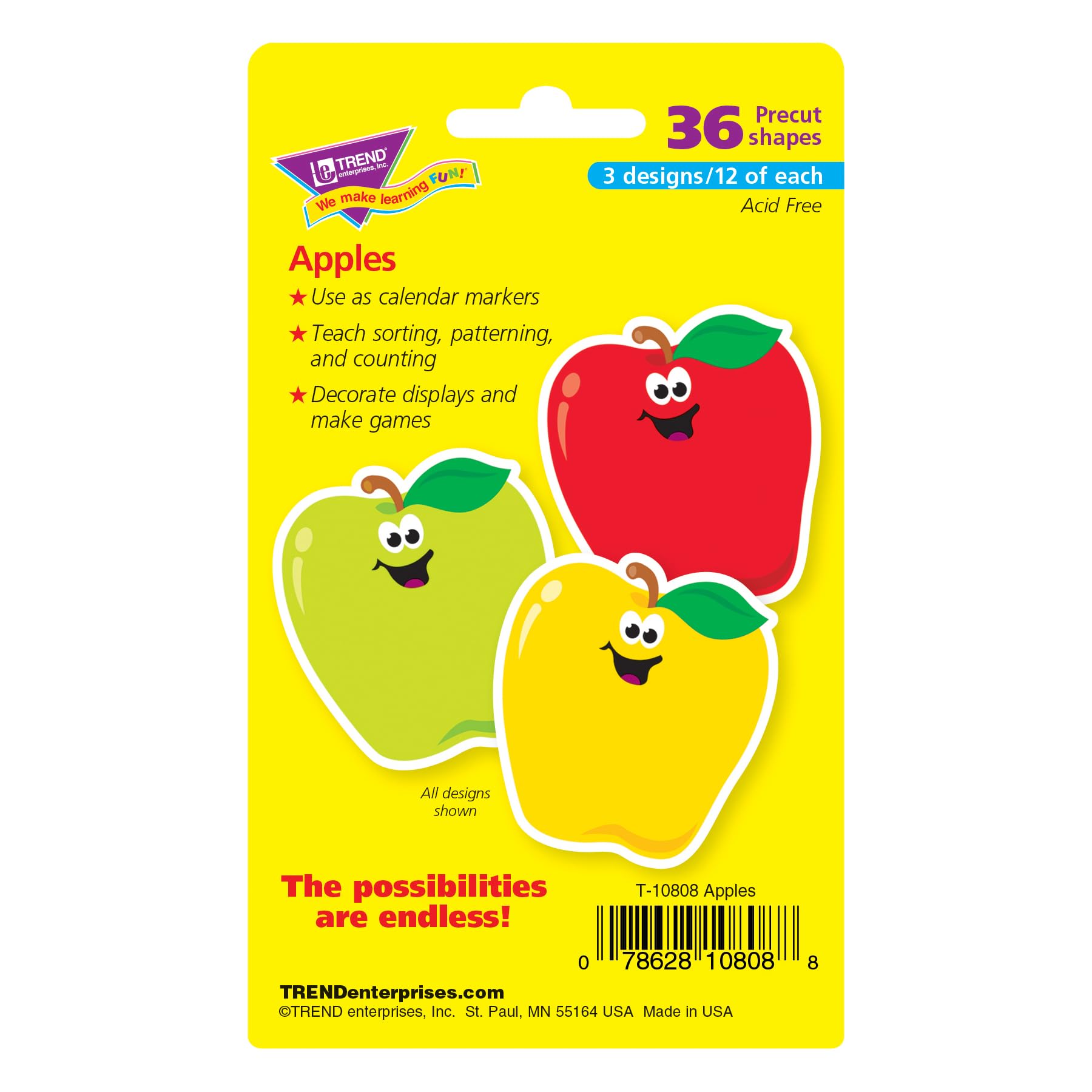 TREND ENTERPRISES, INC. Apples Mini Accents Variety Pack, 36 ct