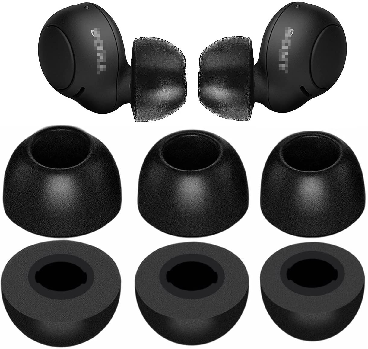 BLLQ Memory Foam Ear Tip Compatible with Sony WF-C500 WF-1000XM4 WF-1000XM3 Foam Tip Eartip,Fit in The Charge case, S/M/L 3 Pairs Black (Foam Tip c500 Black)