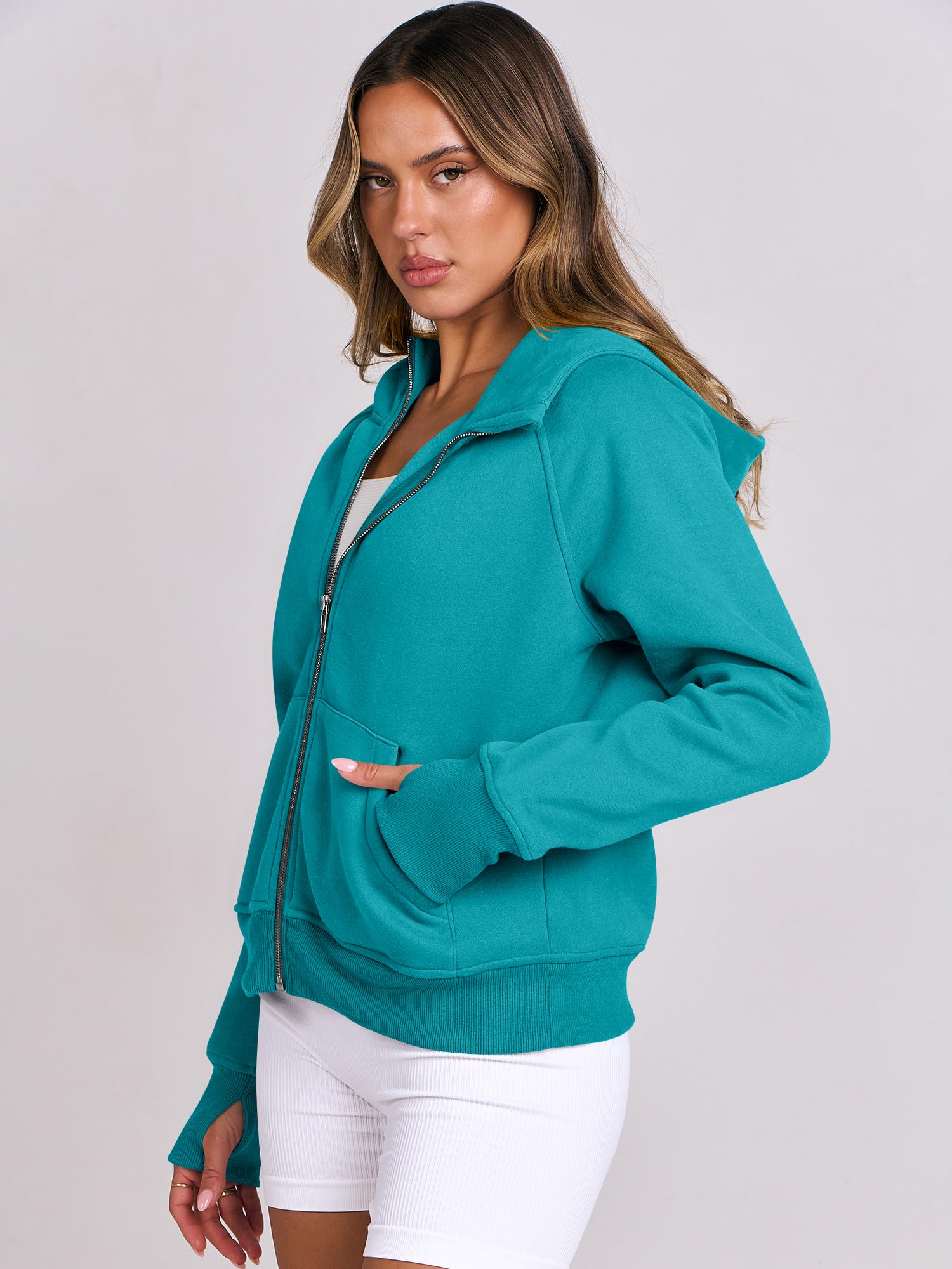 ANRABESS Womens Cropped Zip Up Hoodies Fleece Sweatshirts Zipper Jackets Hooded Pullover Sweaters 2024 Teens Preppy Clothes Medium
