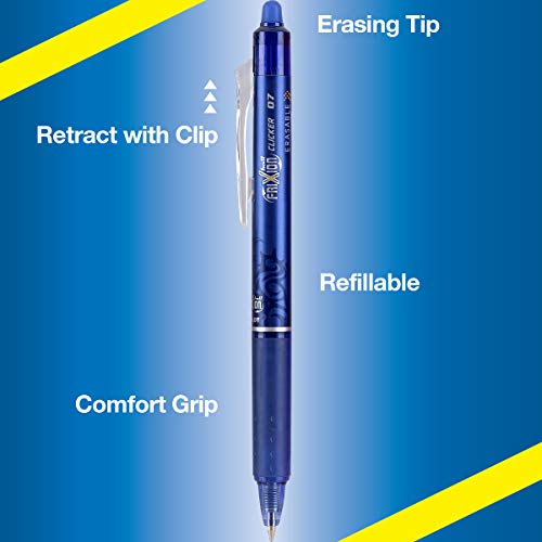 PILOT FriXion Clicker Erasable, Refillable & Retractable Gel Ink Pens, Fine Point, Assorted Color Inks, 7 Count (Pack of 1) (31472)