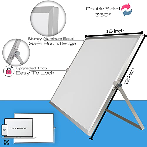 Dry Erase White Board for Desk & Wall,12"X16" Large Magnetic Desktop Whiteboard with Stand, 8 Markers, 4 Magnets,1 Eraser, Double-Sided Portable Whiteboard Easel for Office, Students Memo to Do List