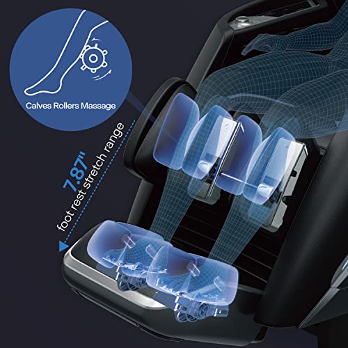 iRest A710 4D Massage Chair, Named Alfine, Full Body Shiatsu Zero Gravity Recliner with Yoga Stretching, SL Track, Automatic Calfrest Extension, Calf Kneading (Light Black-Closed Footrest)