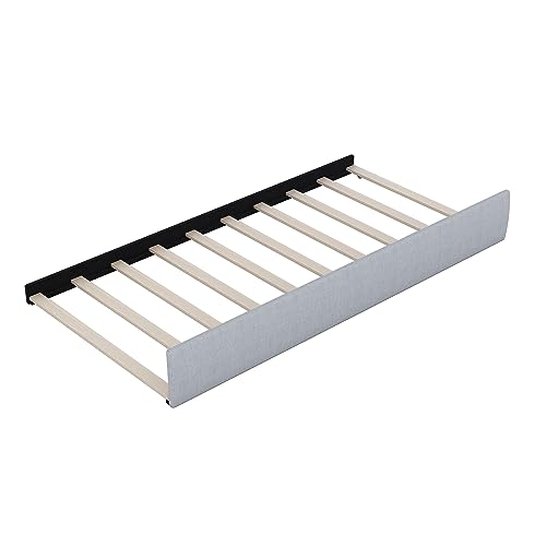 Merax Queen-Size Upholstered Storage Platform Bed with Twin Size Trundle, 2 Drawers, LED and USB Charging, Gray Wood Bed Frame