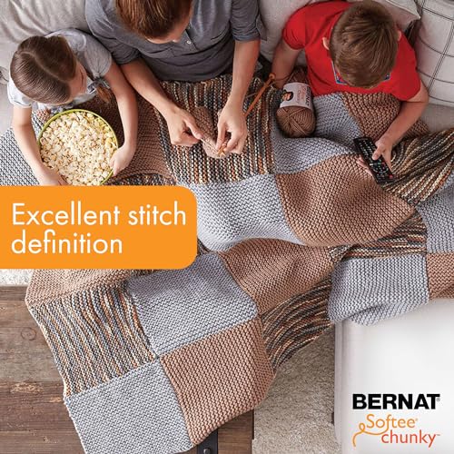 Bernat Softee Chunky BB Faded Denim Yarn - 1 Pack of 14oz/400g - Acrylic - #6 Super Bulky - 431 Yards - Knitting/Crochet