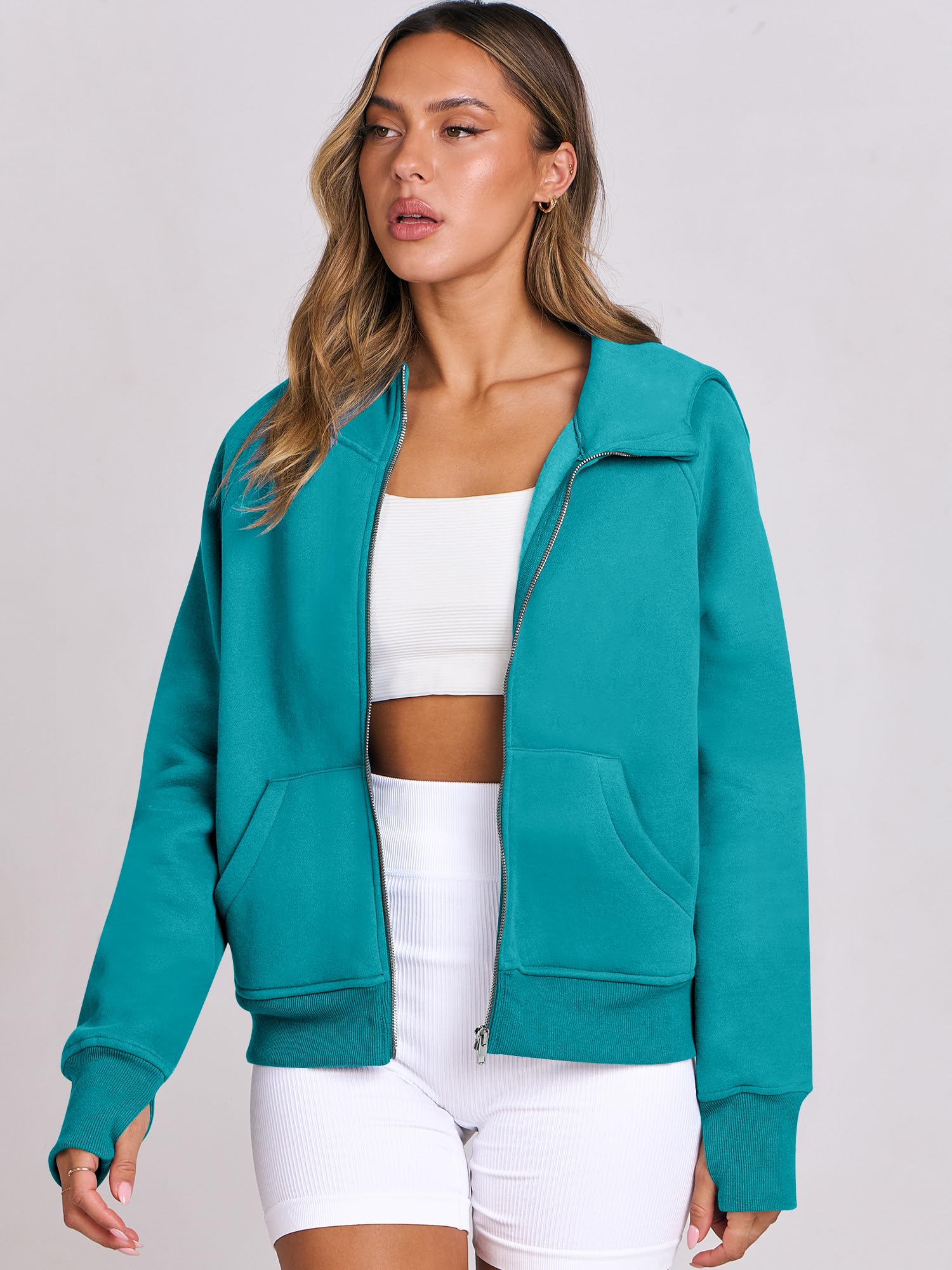 ANRABESS Womens Cropped Zip Up Hoodies Fleece Sweatshirts Zipper Jackets Hooded Pullover Sweaters 2024 Teens Preppy Clothes Medium