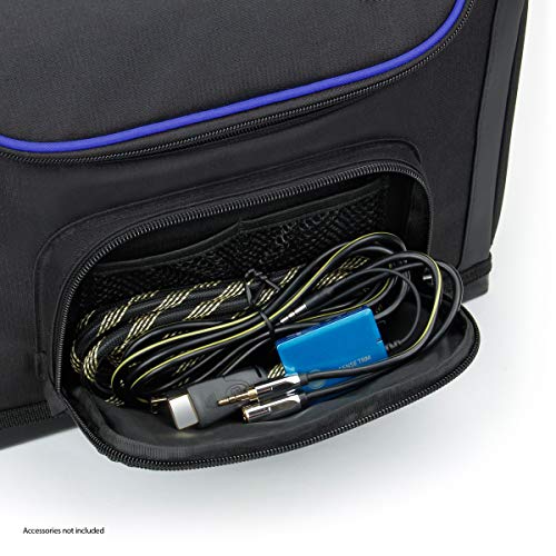 USA GEAR Mini Projector Case S7 Pro Portable Projector Bag Carrying Case with Accessory Storage - Compatible with Small LED Projectors from Vankyo, DR. J, AuKing, PVO, DBPOWER, CiBest (Blue)