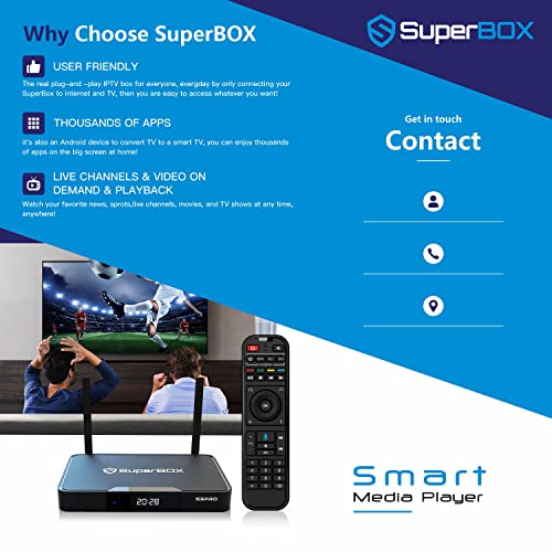 2022 Newest Super Box S3 PRO, Authorized Seller TV Box with Voice Remote and Detailed Install Instructions (2GB RAM + 32GB ROM)