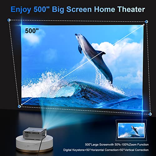 4k Projector with WiFi and Bluetooth.XINDA 980ANSI Movie Outdoor Projector 4K Support Full-Sealed Engine,Software Updated,Native 1080P,4D/4P Keystone,500" Display,Wireless Caste/HDMI/USB/TV Stick/PPT