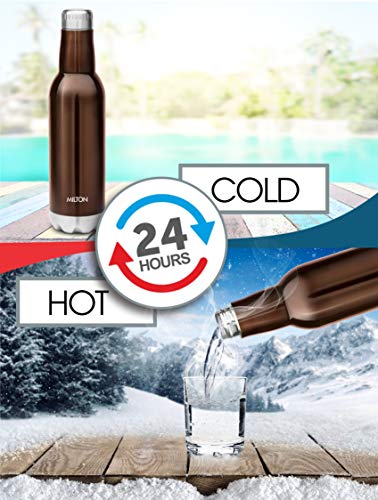Milton Pride 600 Thermosteel Vaccum Insulated Hot & Cold Water Bottle, 500 ml, Brown