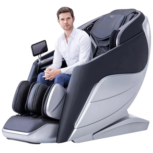 iRest A710 4D Massage Chair, Named Alfine, Full Body Shiatsu Zero Gravity Recliner with Yoga Stretching, SL Track, Automatic Calfrest Extension, Calf Kneading (Light Black-Closed Footrest)