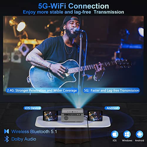 4k Projector with WiFi and Bluetooth.XINDA 980ANSI Movie Outdoor Projector 4K Support Full-Sealed Engine,Software Updated,Native 1080P,4D/4P Keystone,500" Display,Wireless Caste/HDMI/USB/TV Stick/PPT