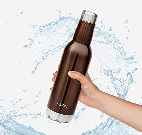 Milton Pride 600 Thermosteel Vaccum Insulated Hot & Cold Water Bottle, 500 ml, Brown