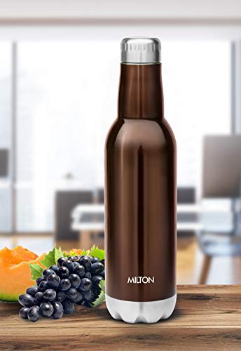 Milton Pride 600 Thermosteel Vaccum Insulated Hot & Cold Water Bottle, 500 ml, Brown