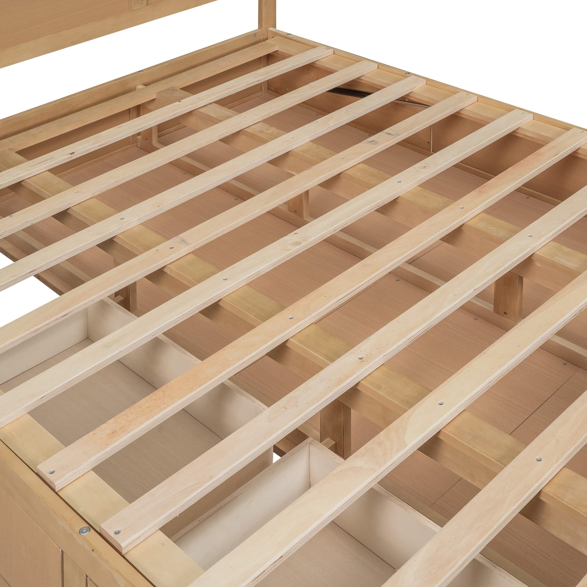 Bellemave Queen Wood Platform Bed Frame with Headboard, Underneath Storage and 2 Drawers, No Box Spring Needed, Easy Assembly, Natural Wood Color