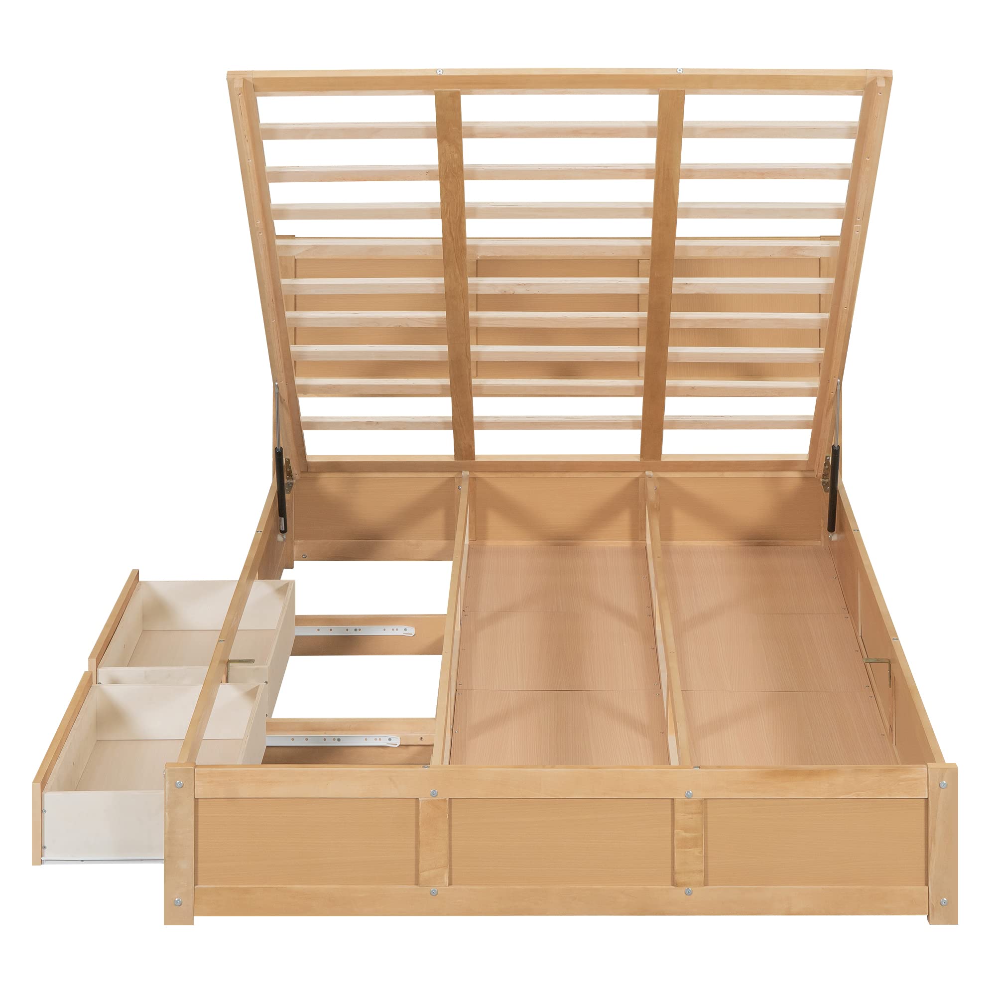Bellemave Queen Wood Platform Bed Frame with Headboard, Underneath Storage and 2 Drawers, No Box Spring Needed, Easy Assembly, Natural Wood Color