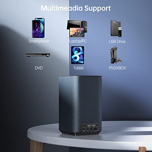 WiFi Mini Projector SMONET Movie Projector, 150 ANSI Lumens 1080P Supported Native Portable Projector with Tripod, Home Theater, 360° Bluetooth Speaker, Compatible with Android/iOS/HDMI/USB/AV