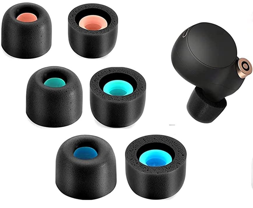 Zotech 6 Pairs Replacement Silicone and Memory Foam Ear Tips for Sony WF-1000XM4 / WF-1000XM3 (3 Pair Silicone and 3 Pair Foam) S/M/L