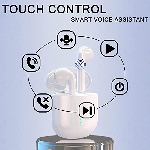 GGGame Wireless Earbuds,Bluetooth 5.3 Noise Cancelling Earbuds,Bluetooth Headphones 3D HiFi Stereo Bass, IPX7 Waterproof Sports Touch Control with USB-C Fast Charge Mini Charging Case for Android iOS