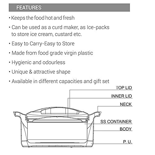 MILTON Plastic Floral Casserole - 2500ml, 4 Piece, Brown