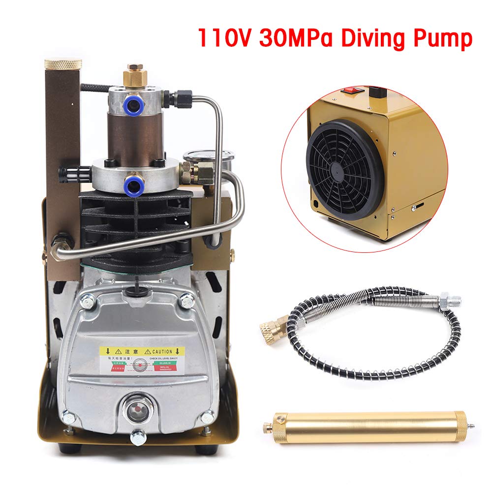 CNCEST 110v High Voltage Electric Pcp Air Compressor, Submersible Pump 30mpa 4500psi Scuba Submersible Pump Water Cooling
