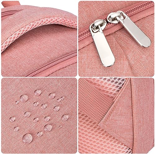 Lekakii Large Travel Backpack with Shoe Pouch, Waterproof Backpack for Traveling On Airplane, 40L Personal Item Travel Bag for Men Women Pink