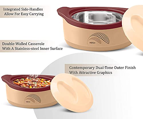 MILTON Plastic Floral Casserole - 2500ml, 4 Piece, Brown
