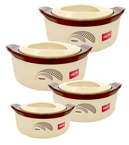 MILTON Plastic Floral Casserole - 2500ml, 4 Piece, Brown