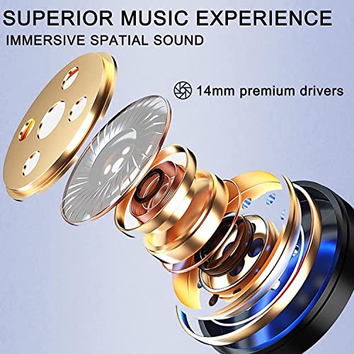 GGGame Wireless Earbuds,Bluetooth 5.3 Noise Cancelling Earbuds,Bluetooth Headphones 3D HiFi Stereo Bass, IPX7 Waterproof Sports Touch Control with USB-C Fast Charge Mini Charging Case for Android iOS