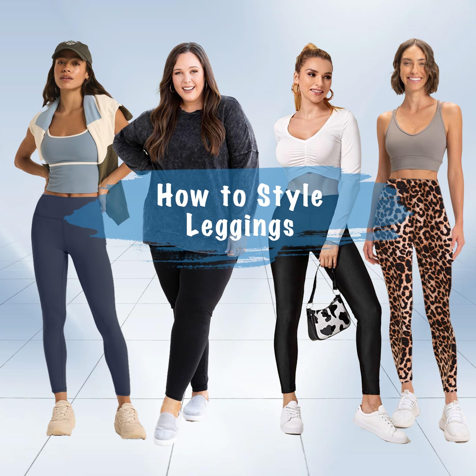 High Waisted Leggings for Women - No See Through Tummy Novelty Workout Yoga Pants with Pockets Reg & Plus