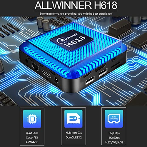TUREWELL TV Box 9.0, T95 Max Android TV Box Chip H6 Quad-core Cortex-A53 4GB RAM 32GB ROM Smart TV Box 3D 6K Ultra HD H.265 2.4GHz WiFi Ethernet