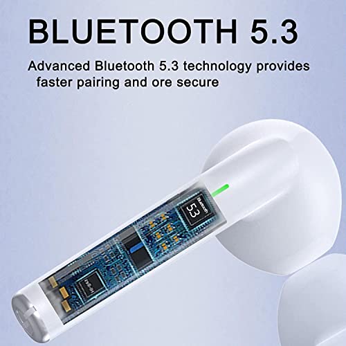 GGGame Wireless Earbuds,Bluetooth 5.3 Noise Cancelling Earbuds,Bluetooth Headphones 3D HiFi Stereo Bass, IPX7 Waterproof Sports Touch Control with USB-C Fast Charge Mini Charging Case for Android iOS