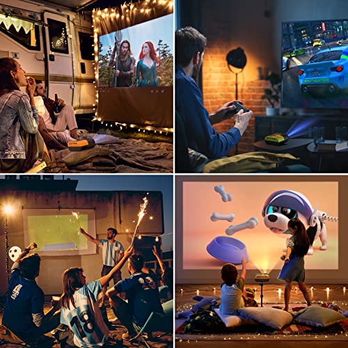 Native 1080P Mini Projector, YOWHICK Upgrade 9000 Lux Portable Projector, Movie Projector with Remote Control Suitable for Indoor/Outdoor, HDMI, USB, AC and Aux Ports