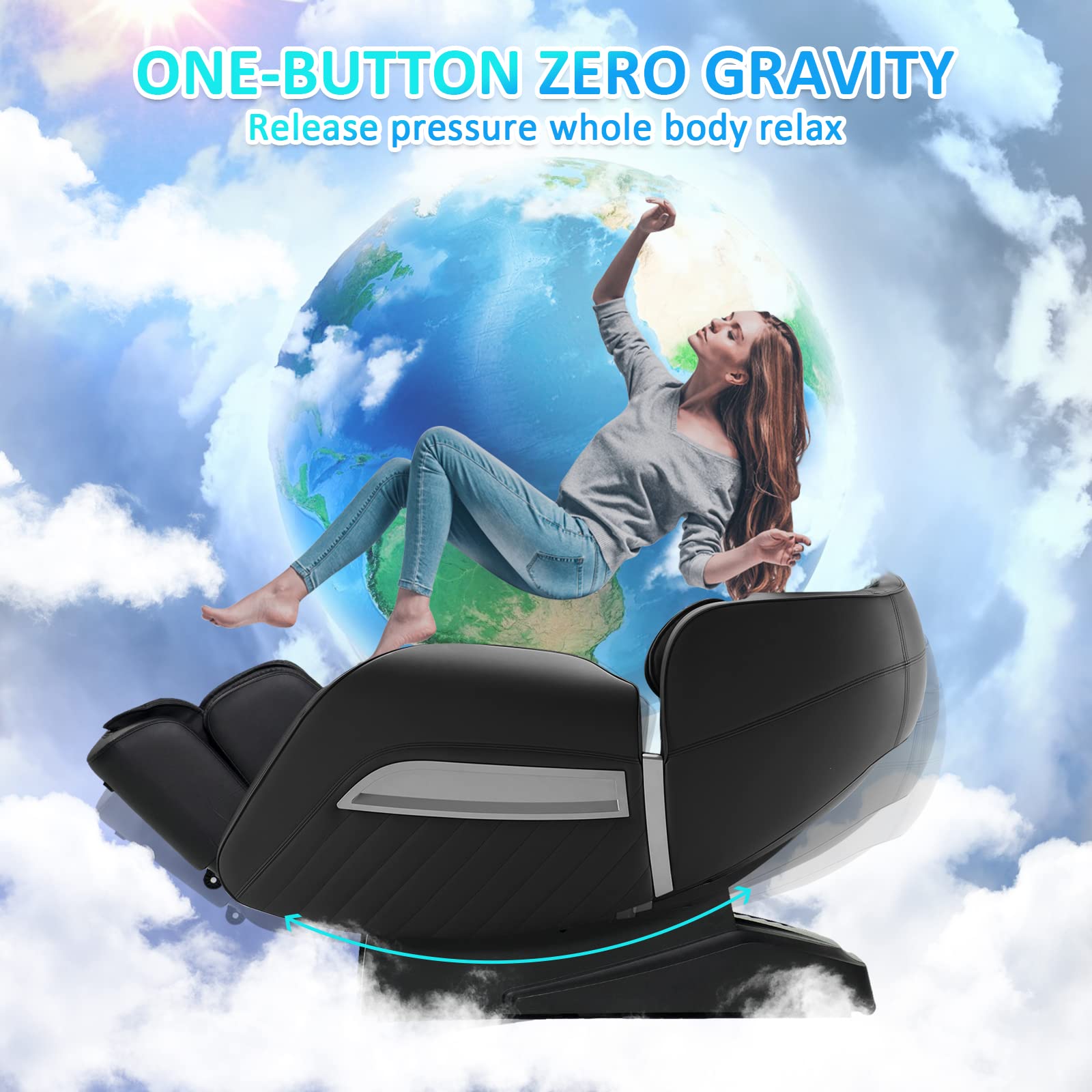 RelaxRelife Massage Chair Full Body, 4D Zero Gravity Massage Chairs Recliner, 11 Massage Technique, 40 Airbag Massage Shiatsu Massage Chair, AI Voice Massage Chair with Bluetooth Speaker Black