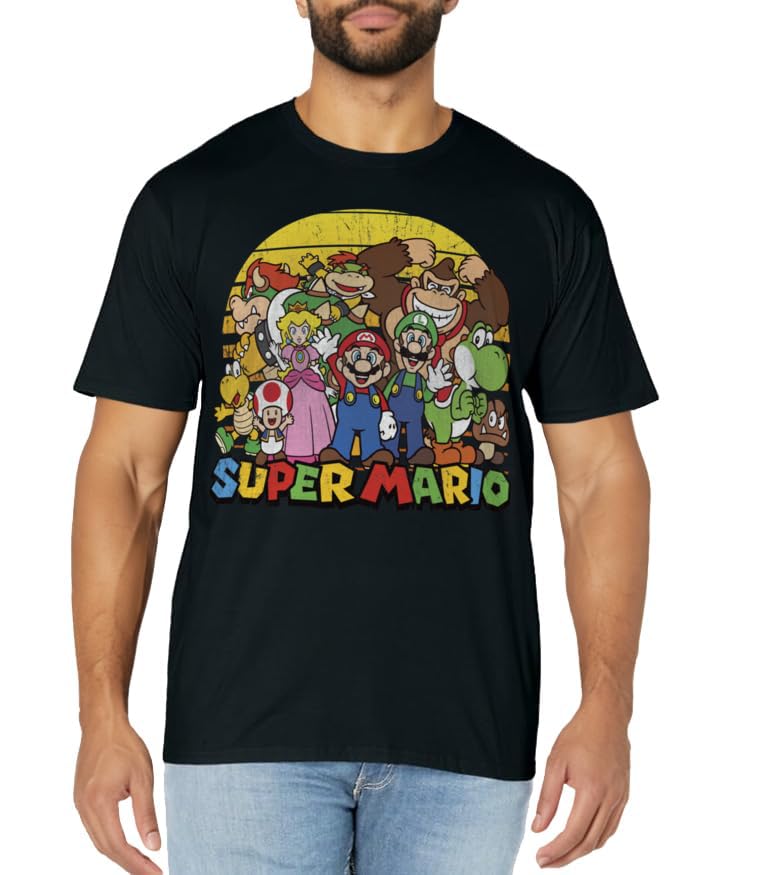Nintendo Super Mario Group Portrait Vintage T-Shirt