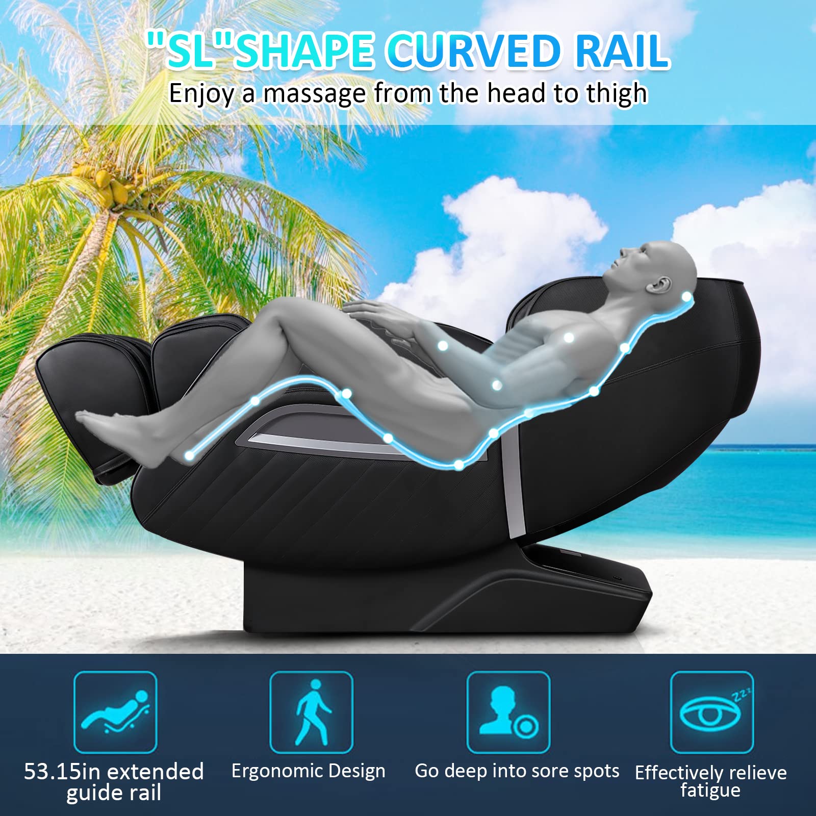 RelaxRelife Massage Chair Full Body, 4D Zero Gravity Massage Chairs Recliner, 11 Massage Technique, 40 Airbag Massage Shiatsu Massage Chair, AI Voice Massage Chair with Bluetooth Speaker Black