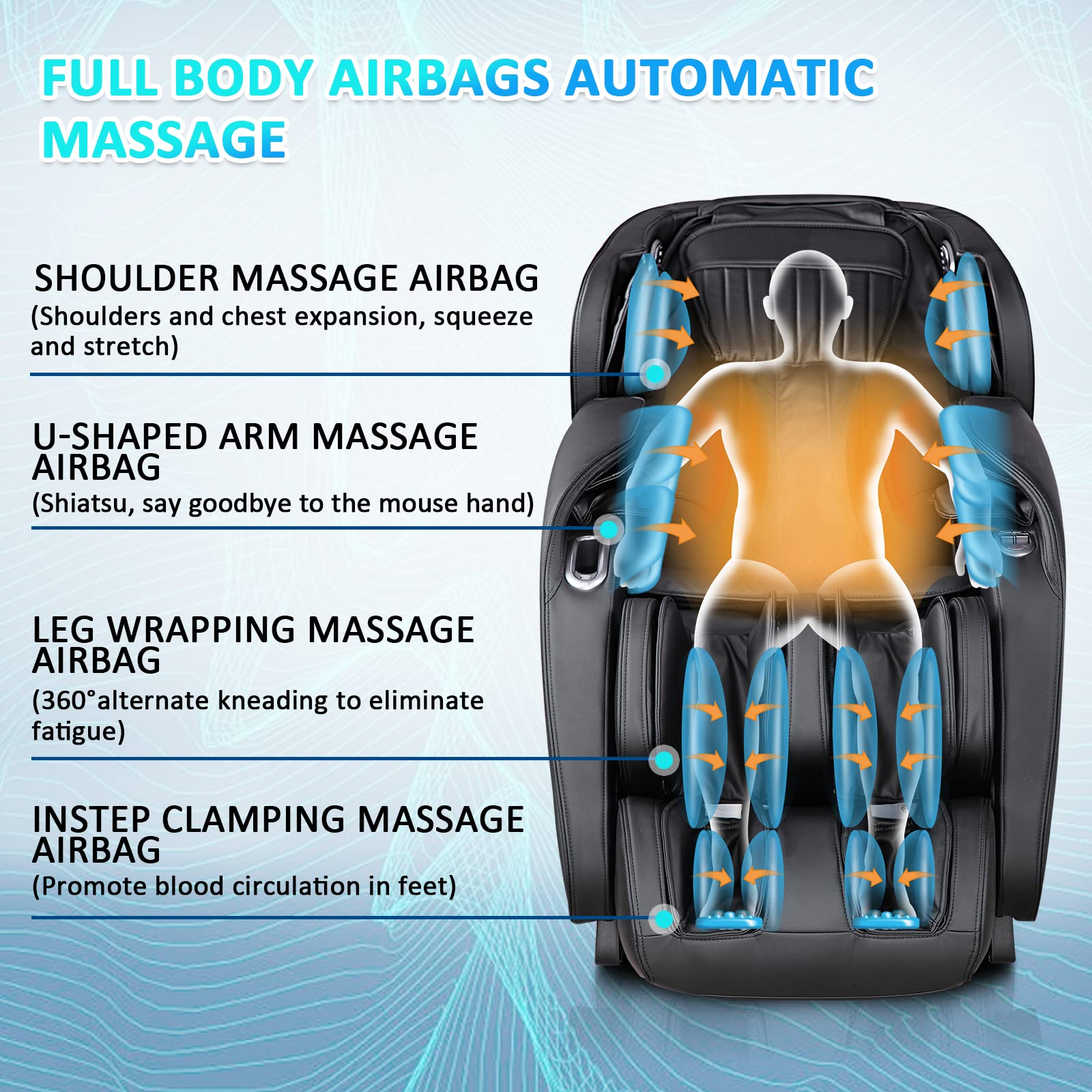 RelaxRelife Massage Chair Full Body, 4D Zero Gravity Massage Chairs Recliner, 11 Massage Technique, 40 Airbag Massage Shiatsu Massage Chair, AI Voice Massage Chair with Bluetooth Speaker Black