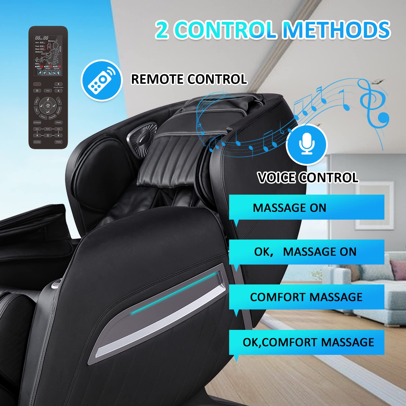 RelaxRelife Massage Chair Full Body, 4D Zero Gravity Massage Chairs Recliner, 11 Massage Technique, 40 Airbag Massage Shiatsu Massage Chair, AI Voice Massage Chair with Bluetooth Speaker Black