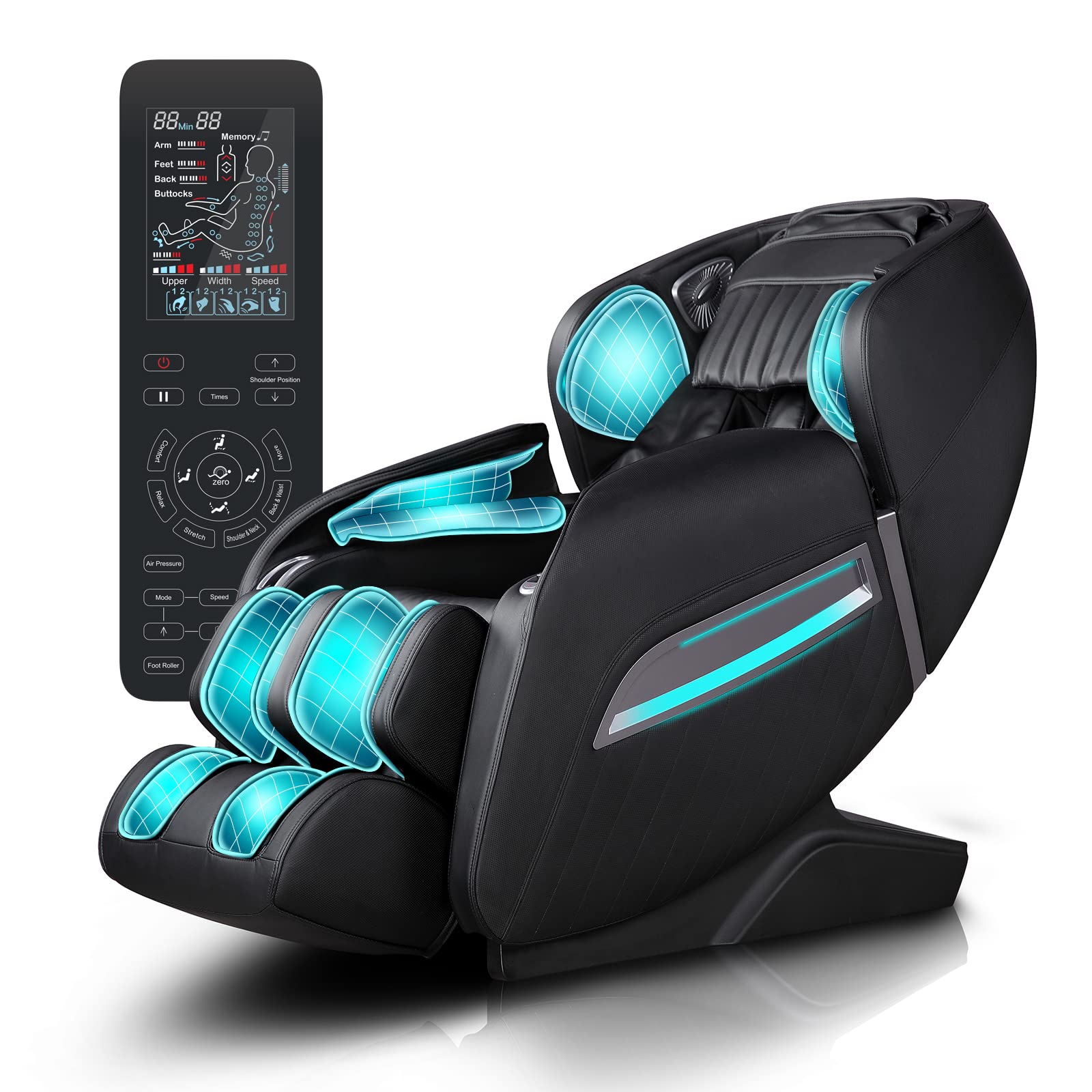 RelaxRelife Massage Chair Full Body, 4D Zero Gravity Massage Chairs Recliner, 11 Massage Technique, 40 Airbag Massage Shiatsu Massage Chair, AI Voice Massage Chair with Bluetooth Speaker Black