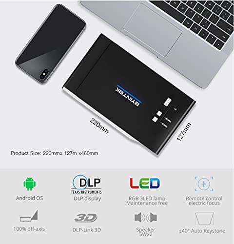 Viinice HD 4K Home Theater 3D Portable Projector 4K Laser Projector with WiFi and Bluetooth